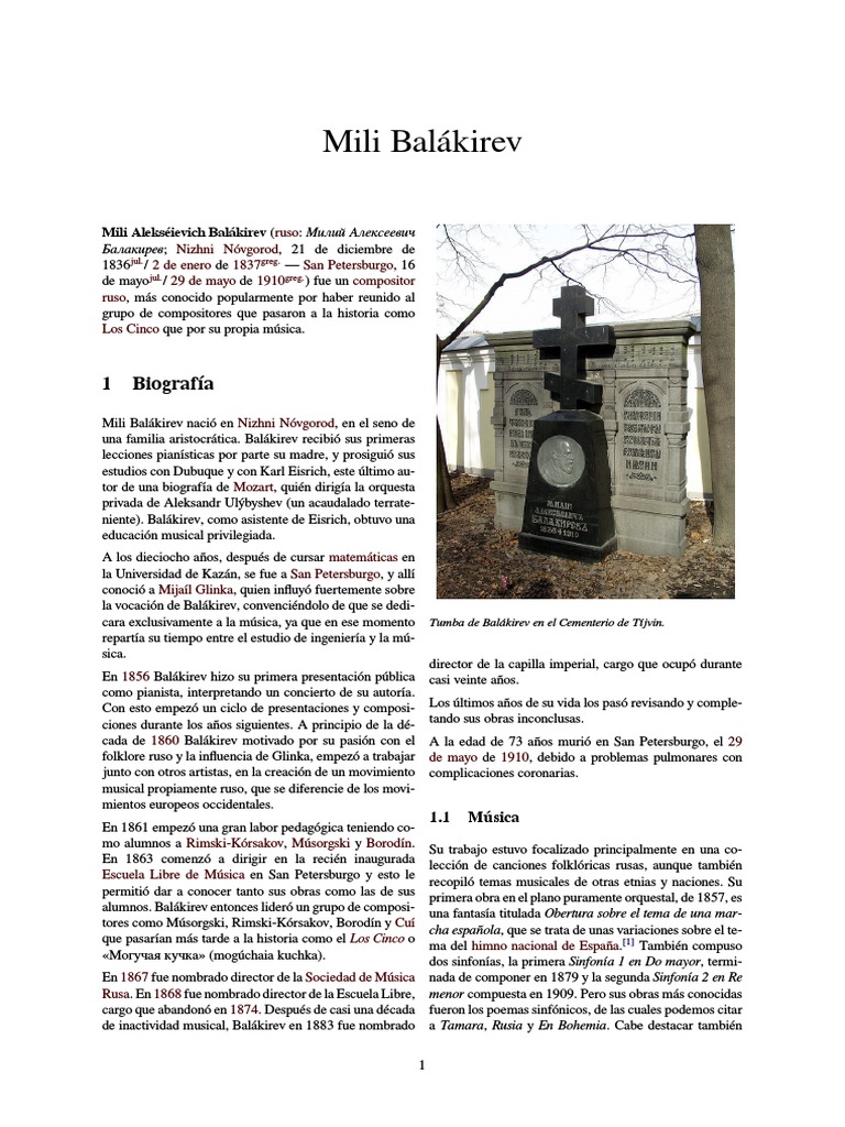 Mili Balákirev | PDF | Las artes escénicas | Compositores clásicos