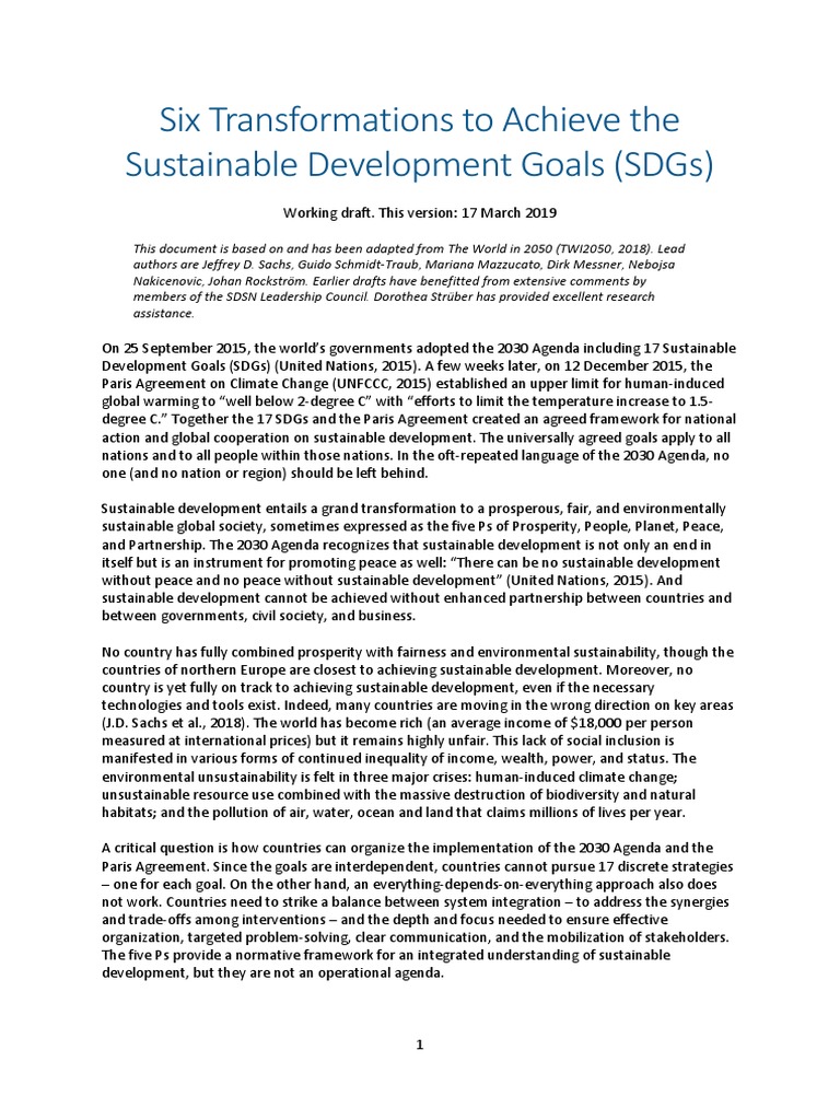 Six SDG Transformations | PDF | Low Carbon Economy | Sustainability