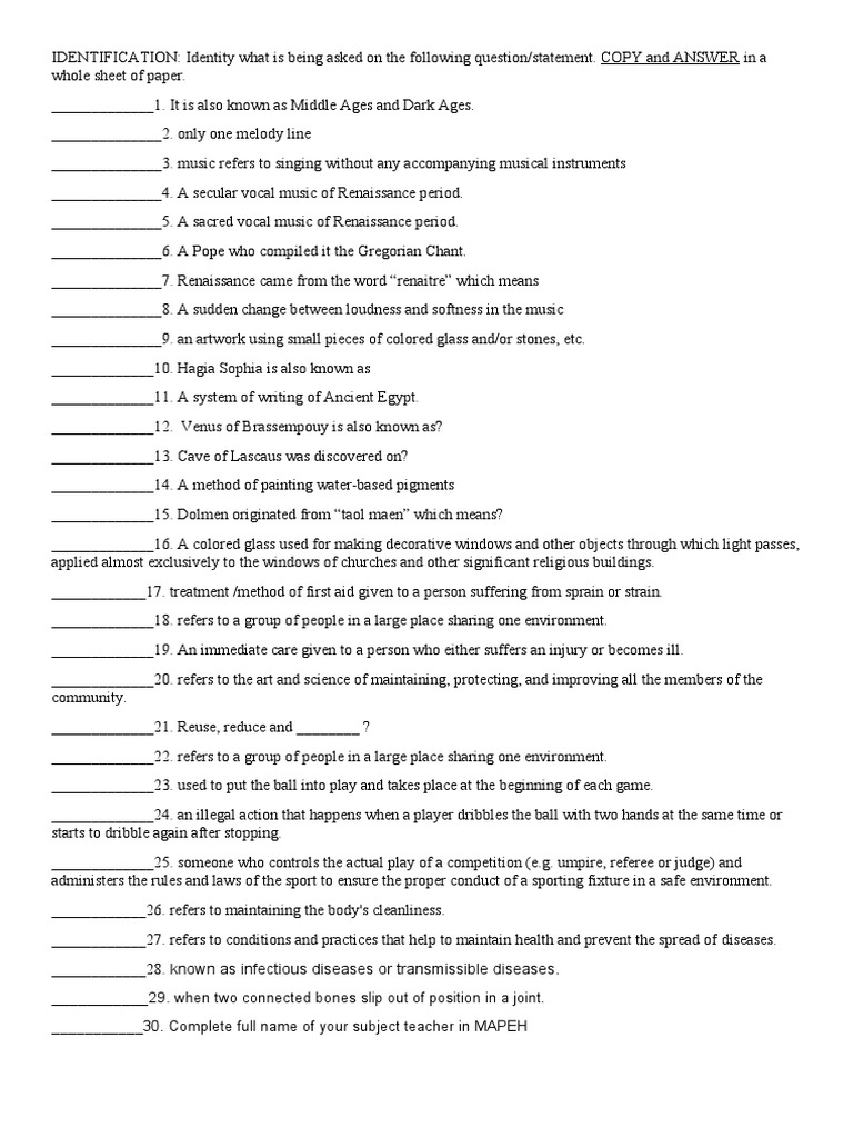 Activity-Identification Test | PDF