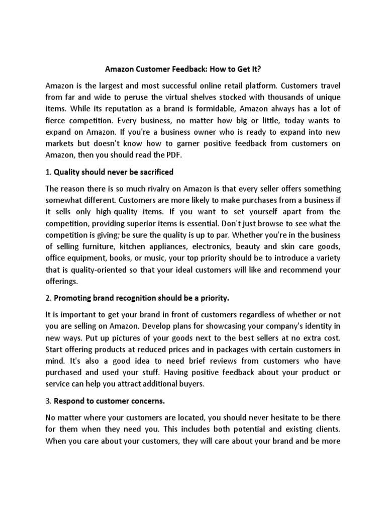 Amazon Customer Feedback | PDF | Brand | Customer