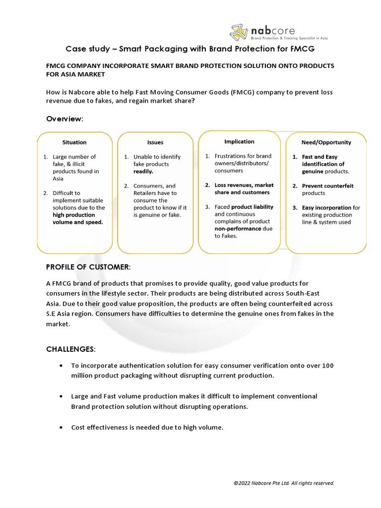 FMCG Case Study Smart Packaging With Brand Protection | PDF | Authentication | Counterfeit