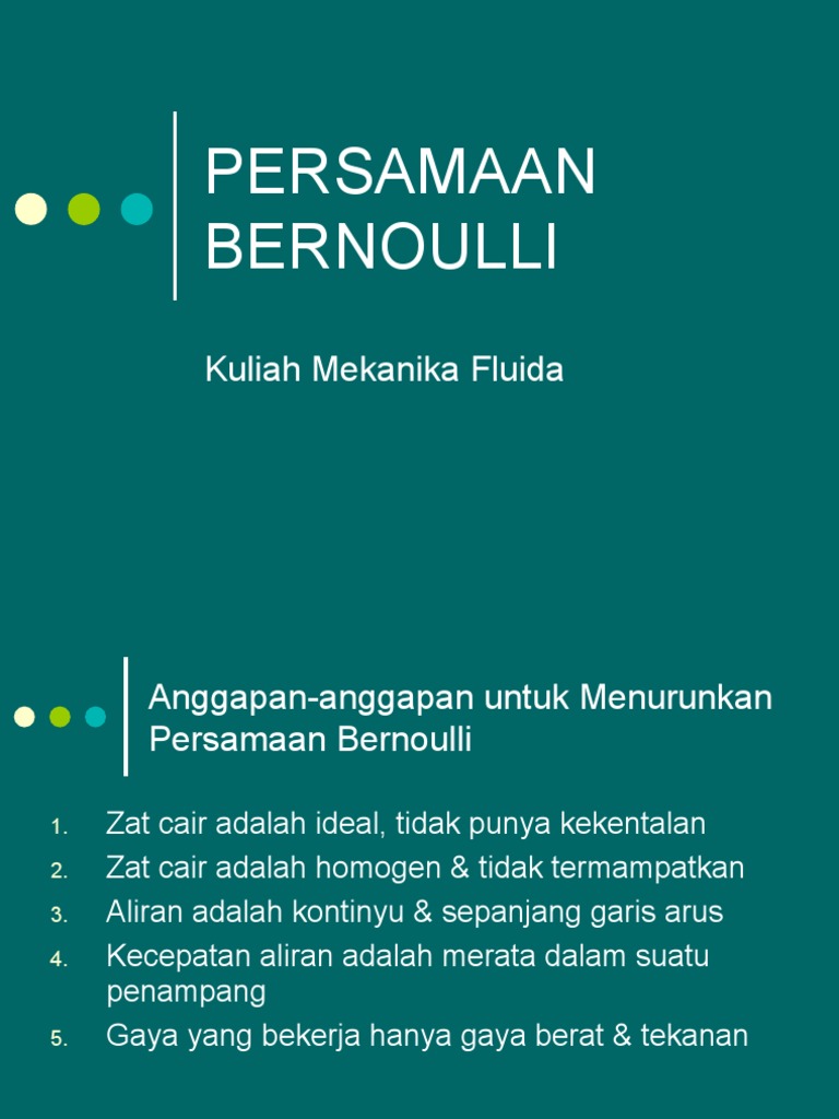 Persamaan Bernoulli dalam Mekanika Fluida | PDF | Sains & Matematika