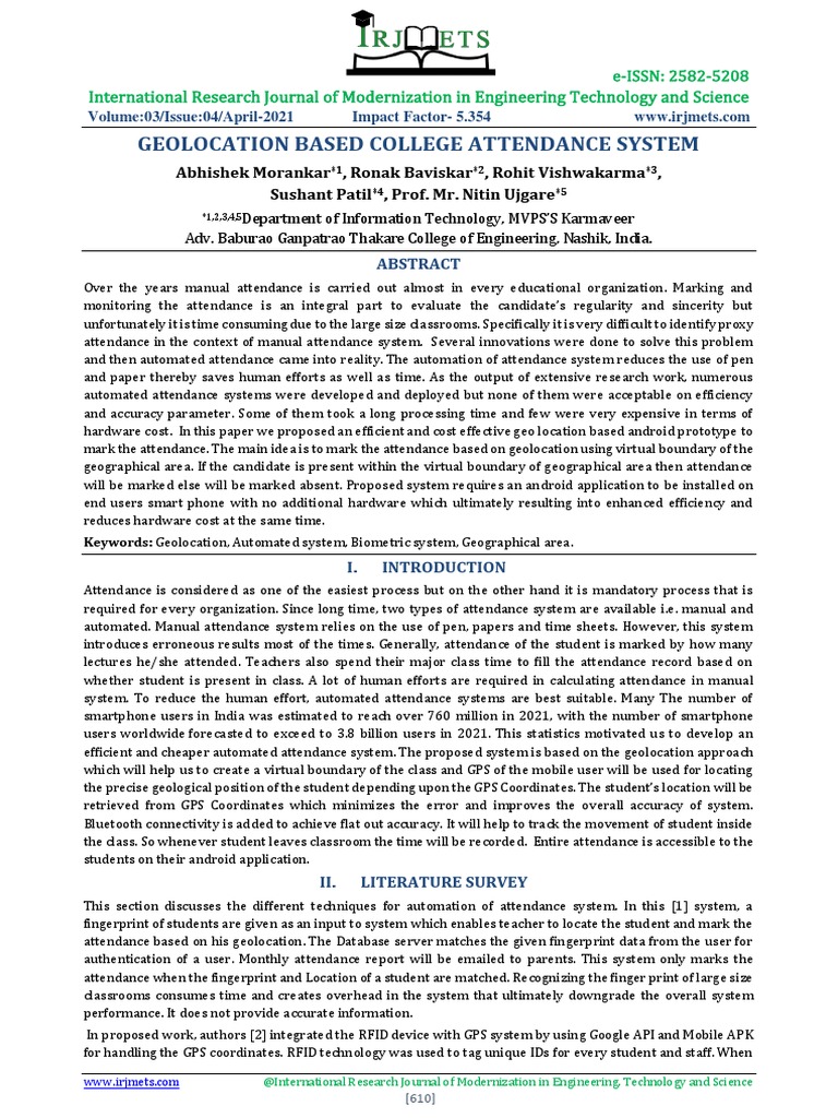 Geological Attendance Tracker Research Paper | PDF | Databases | Automation