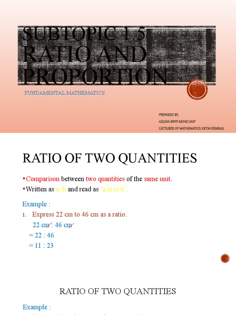 1.5 Ratio and Proportion | PDF | Ratio | Mathematics