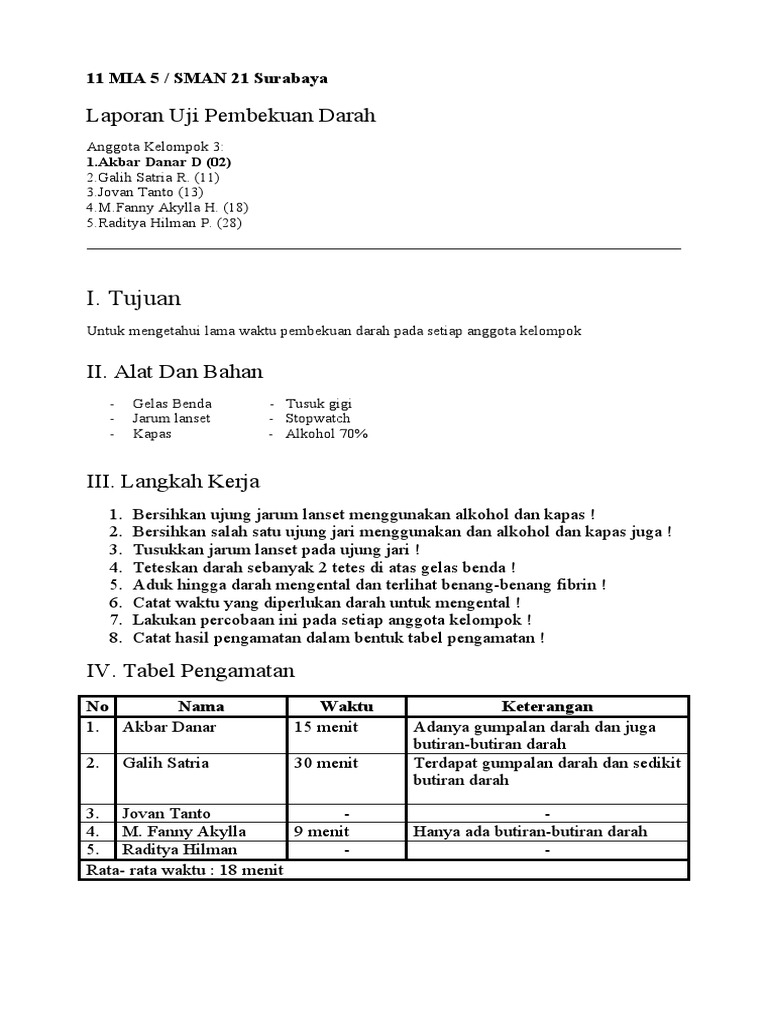 Laporan Tentang Darah | PDF