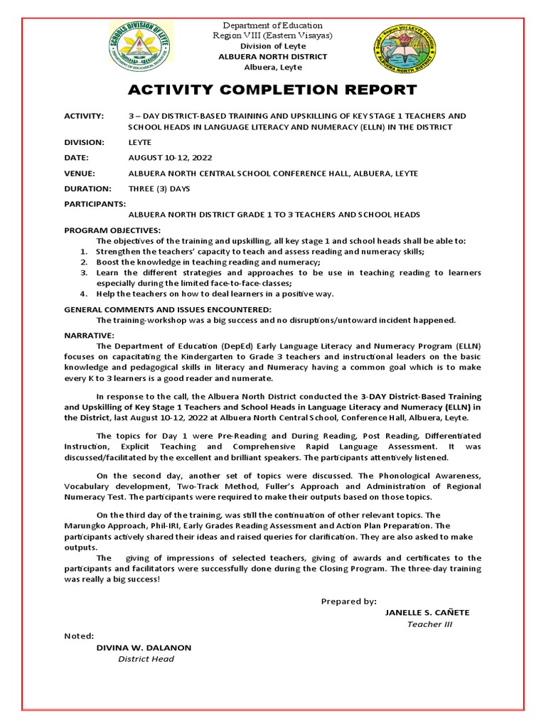 Acr On District Training Elln | PDF | Literacy | Cognitive Psychology