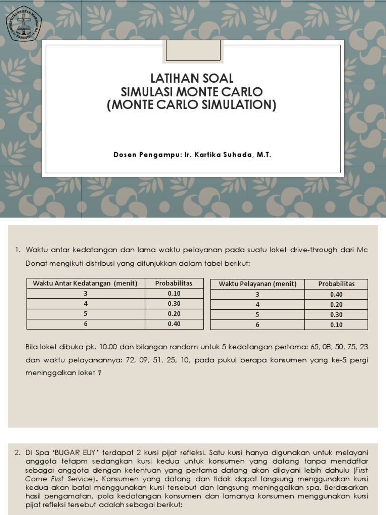 Latihan Soal Simulasi Monte Carlo | PDF
