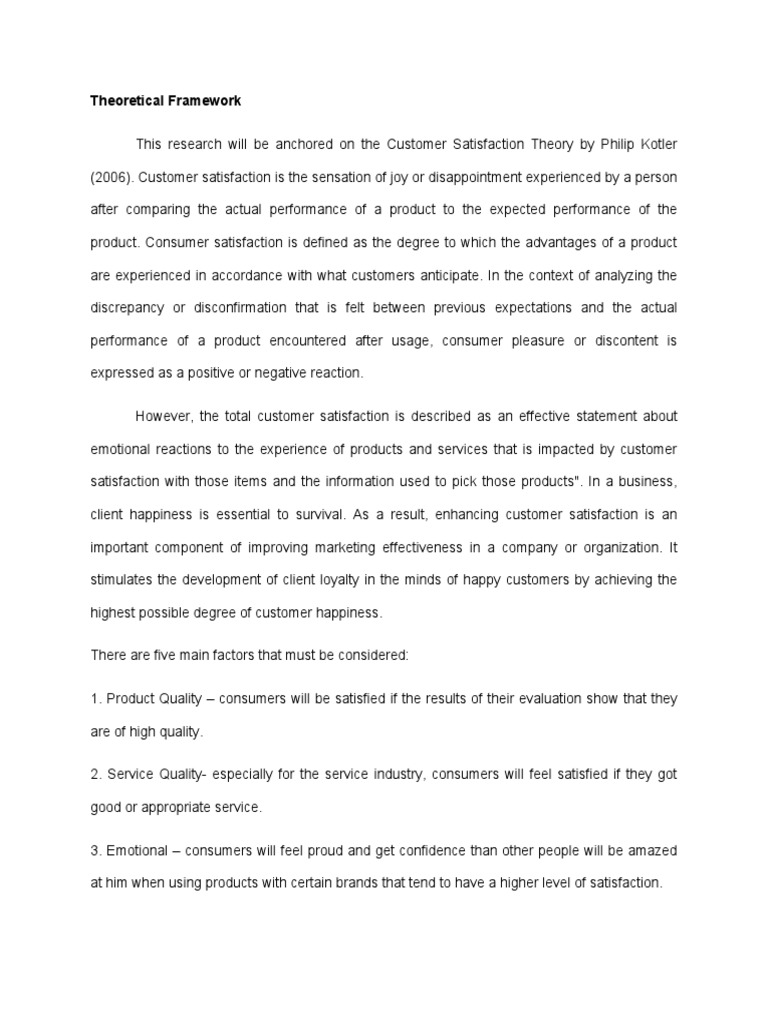 Theoretical Framework | PDF | Customer Satisfaction | Cognition
