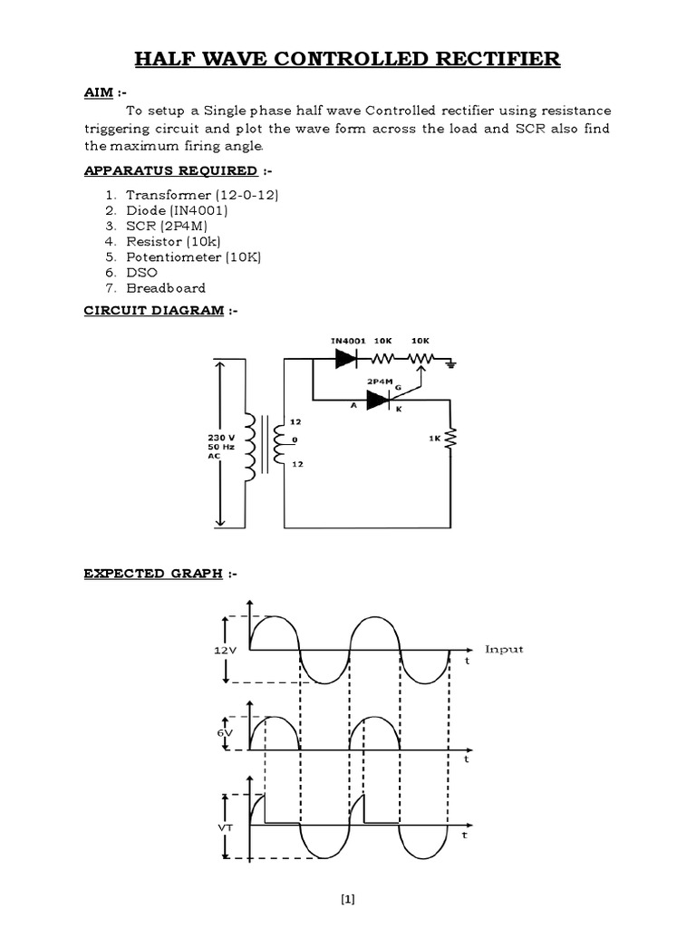 Half Wave Controlled Rectifier - Susu | PDF | Rectifier | Electrical Equipment