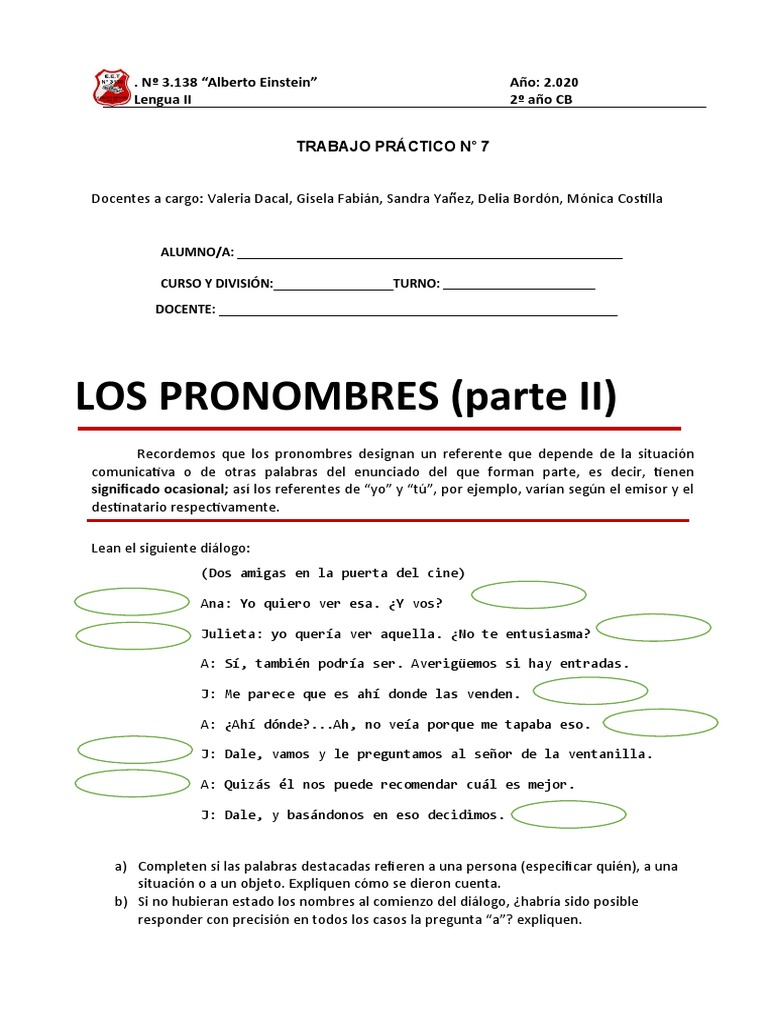 Pronombres: Uso y Cohesión en Lengua II | PDF | Los Beatles | Pronombre