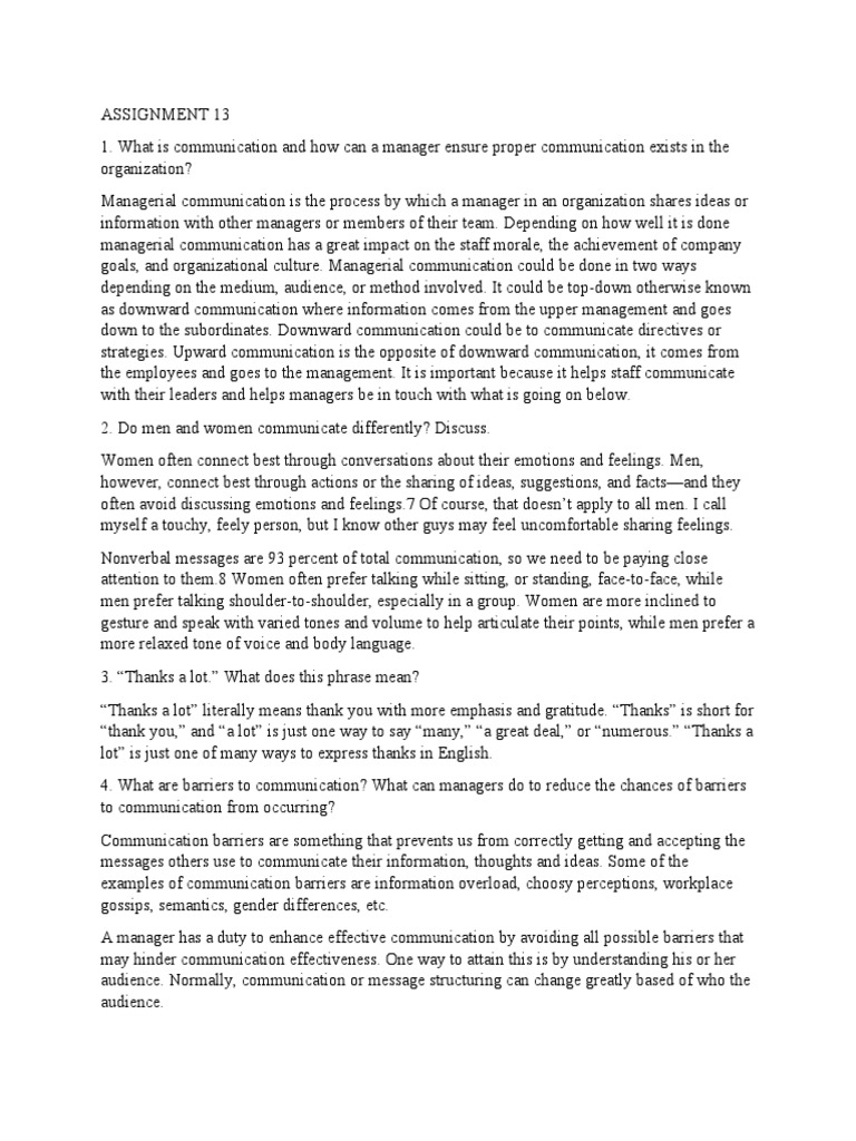 Assignment 13 Omn | PDF | Communication | Body Language Assignment 13 Omn | PDF | Communication | Body Language
