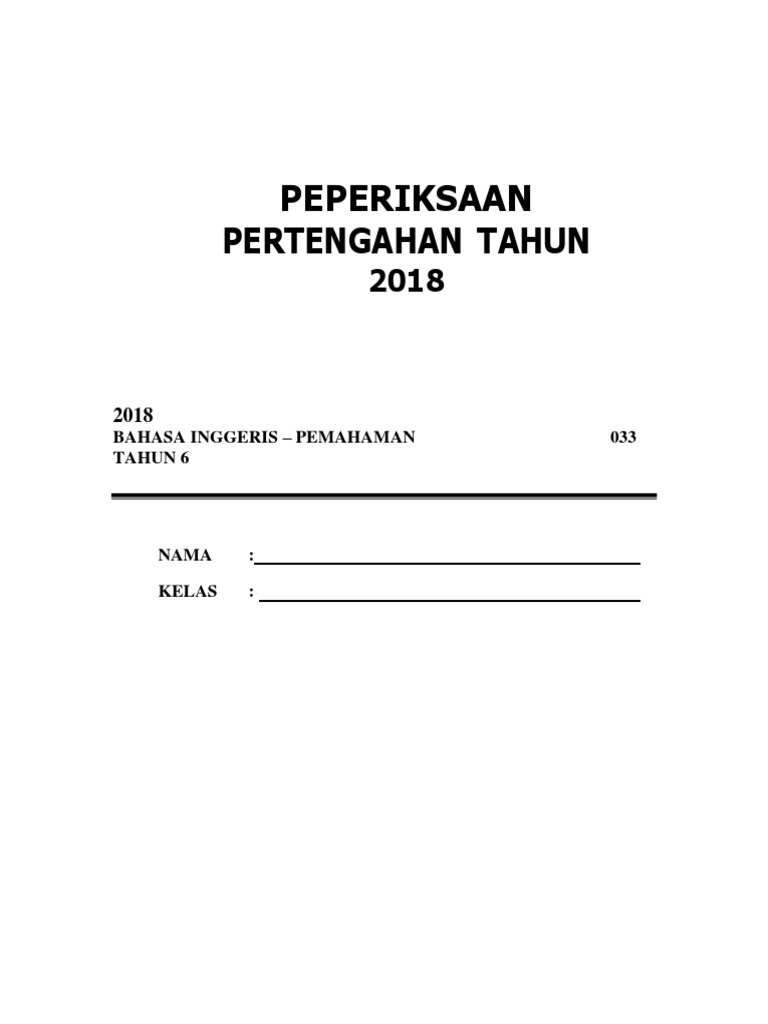 2018 UPSR English Paper 1 | PDF