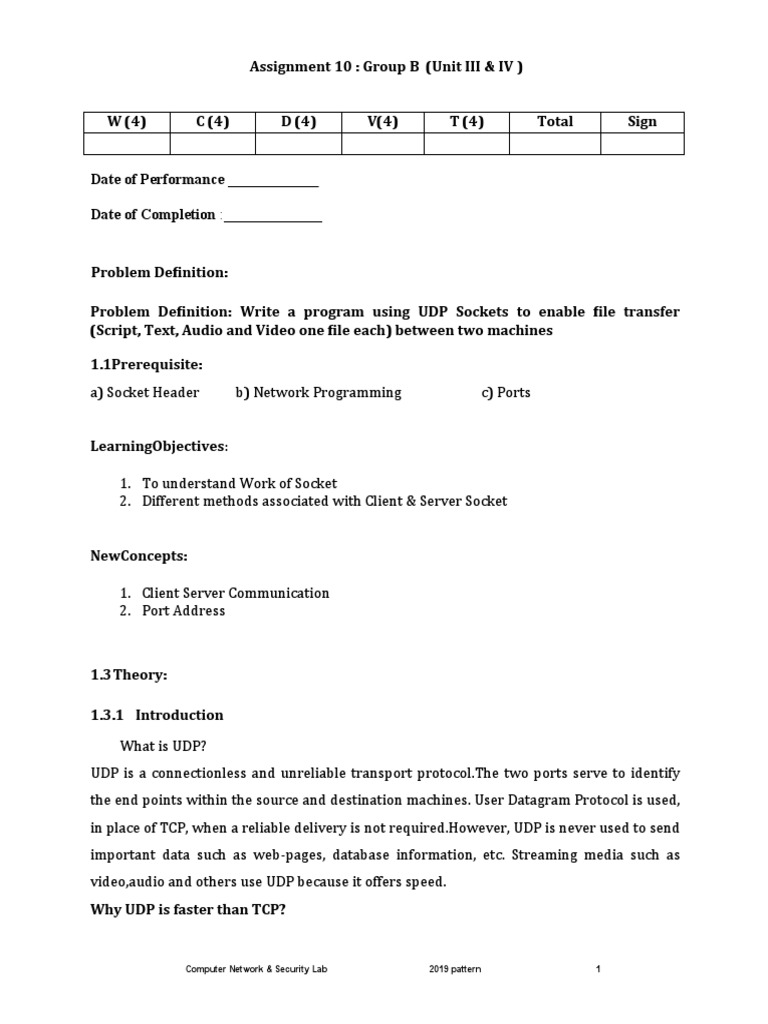 Assgb9 Udp Socket Pdf Network Socket Port Computer Networking