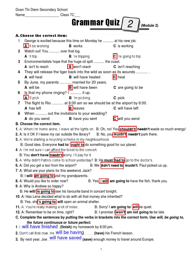 OS - B2 - Grammar Quiz 2 | PDF