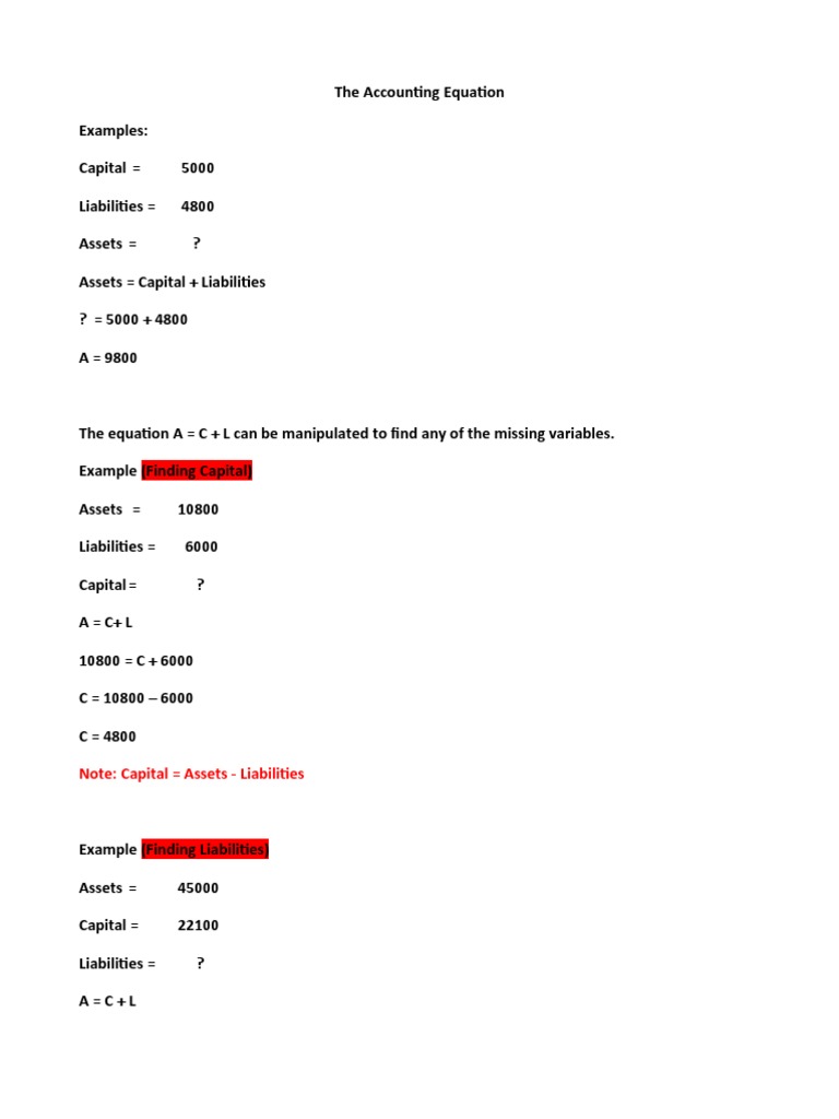 Understanding the Accounting Equation | PDF | Debits And Credits ...