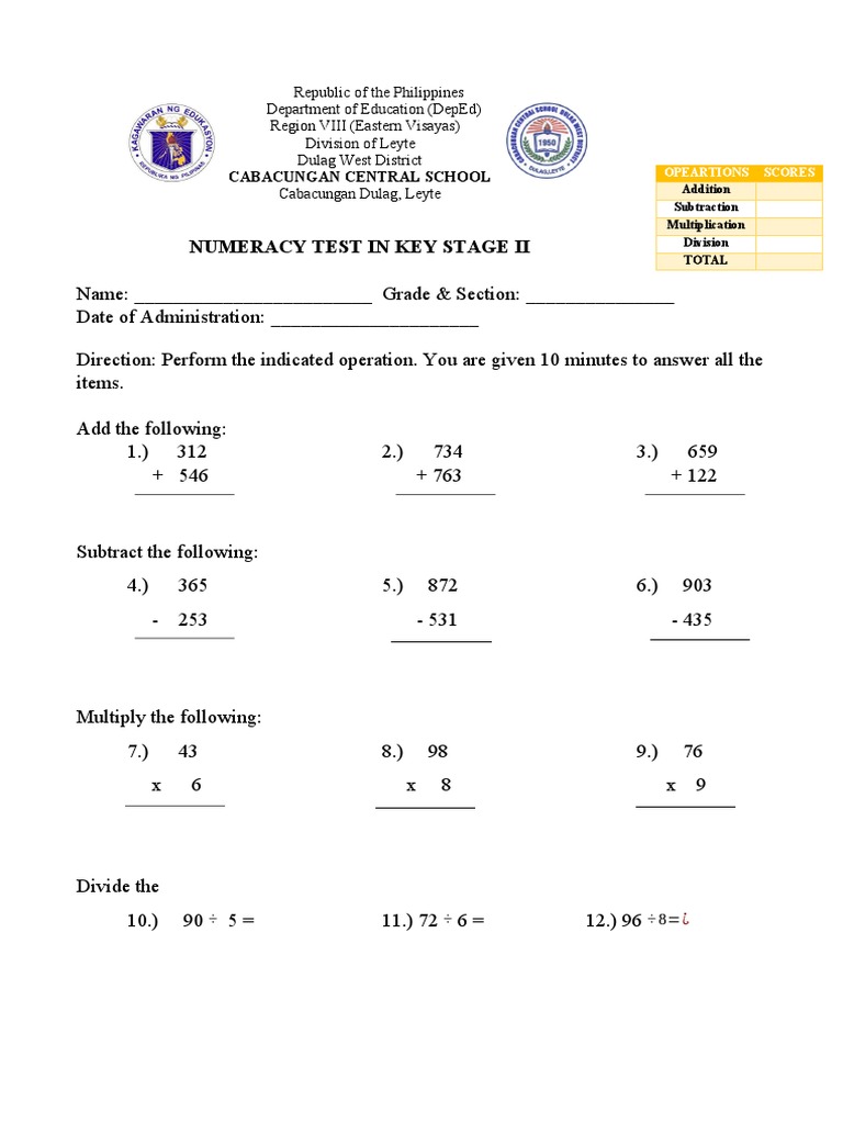 Unified Numeracy Test | PDF