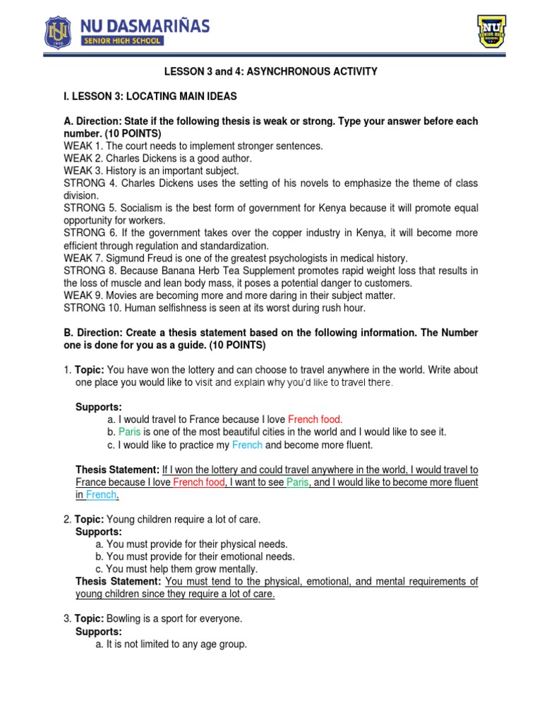LESSON 3 and 4 - Asynchronous Activity | PDF