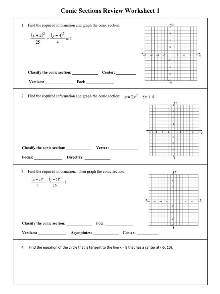 Conic Section Summary Test | PDF