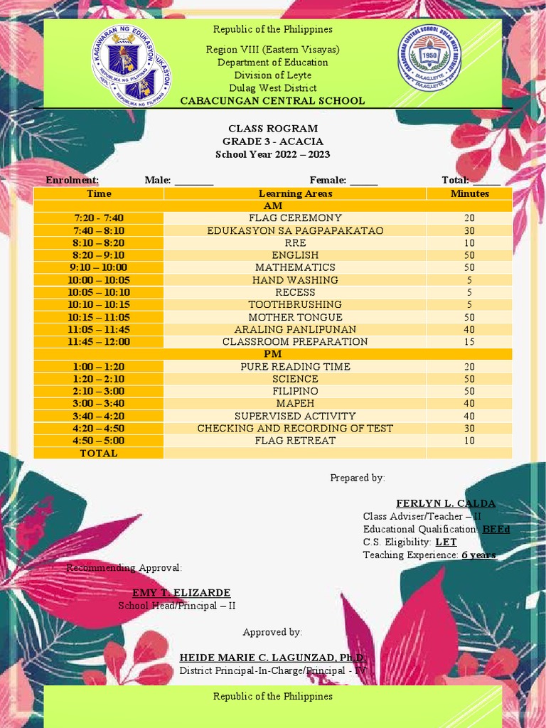 CLASS-PROGRAM 2022-2023 Edited | PDF | Schools