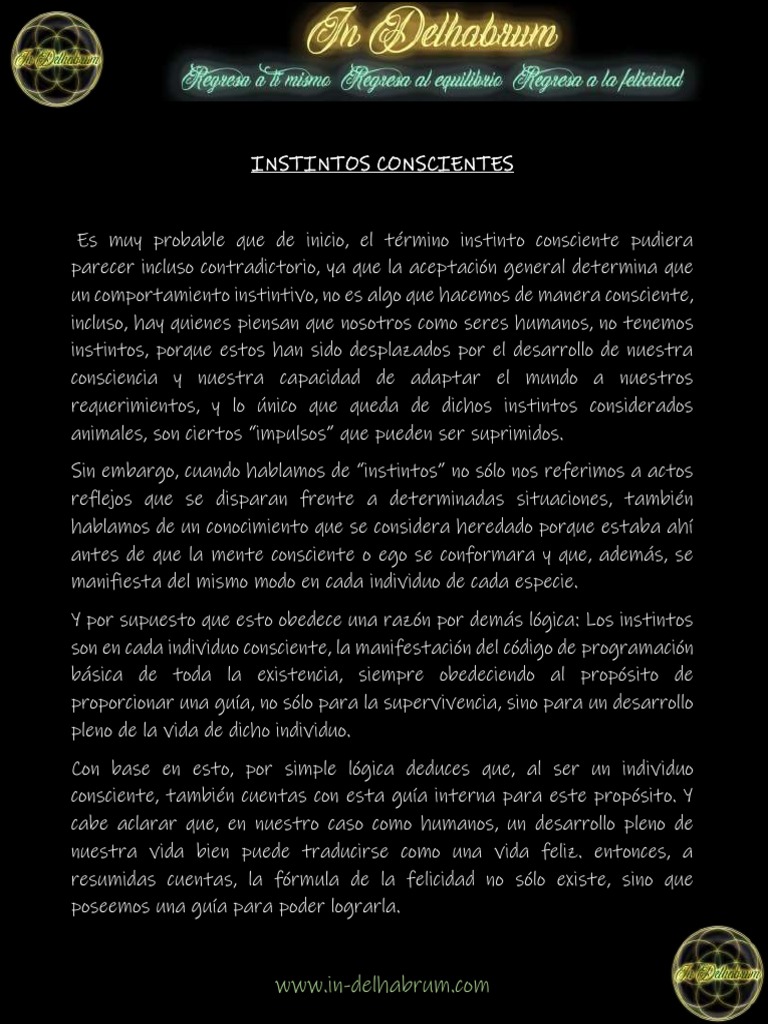 Instintos Conscientes Humanos | PDF | Vida | Conocimiento