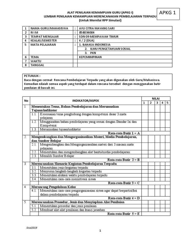 APKG 1. (RPP) Simulasi TH.2021 | PDF | Karier & Perkembangan