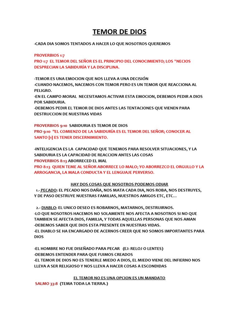 Temor de Dios | PDF | Sabiduría | Pecado