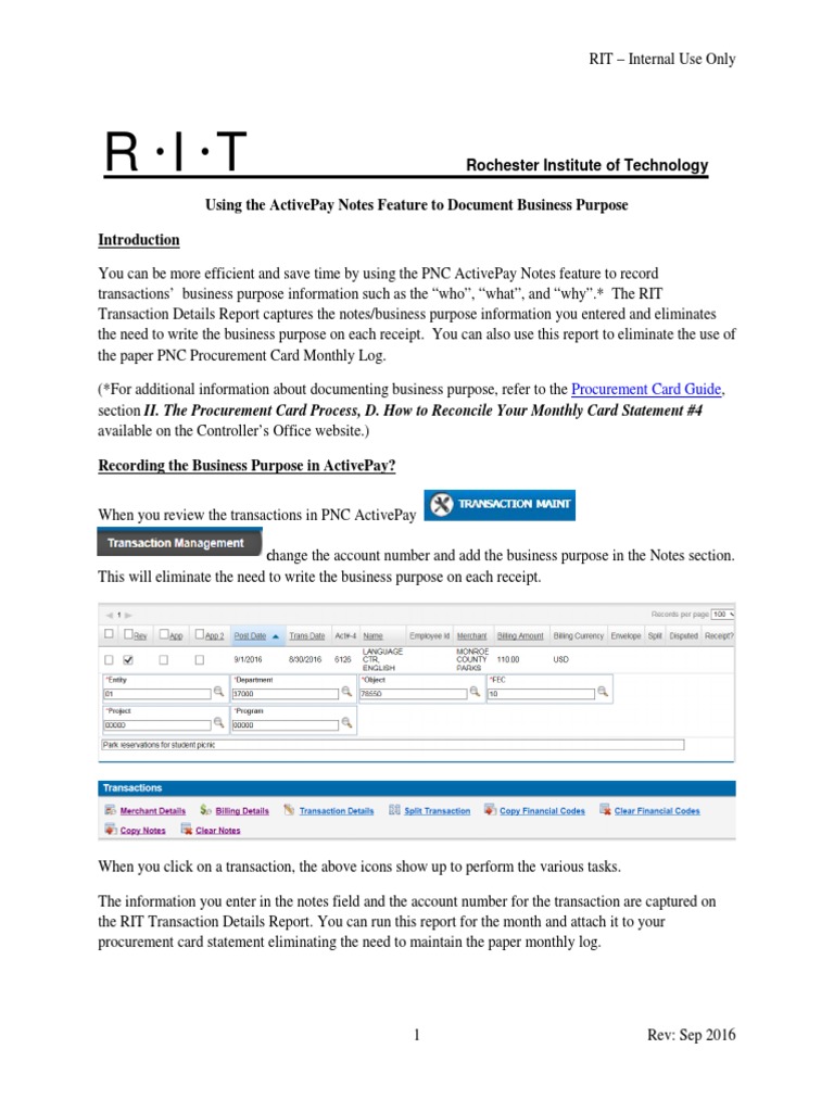 Instructions RIT Transaction Details Report - Rev Sep 16 | PDF ...