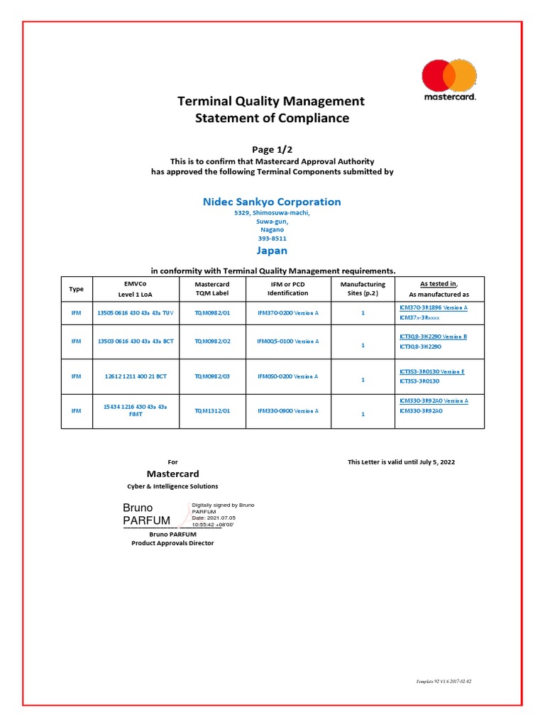 TQM SoC Labels (Nidec Sanyko) TQM1887 | PDF | Emv | Private Law