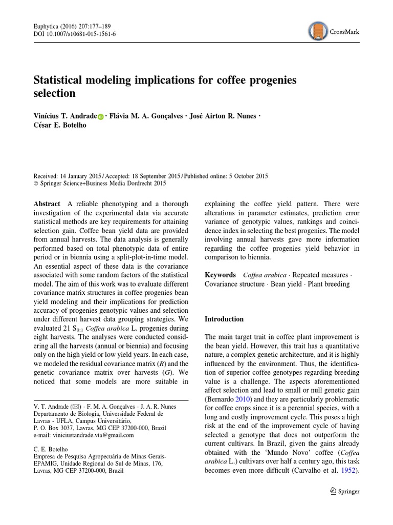 Statistical Modeling Implications For Coffee Progenies Selection | PDF ...