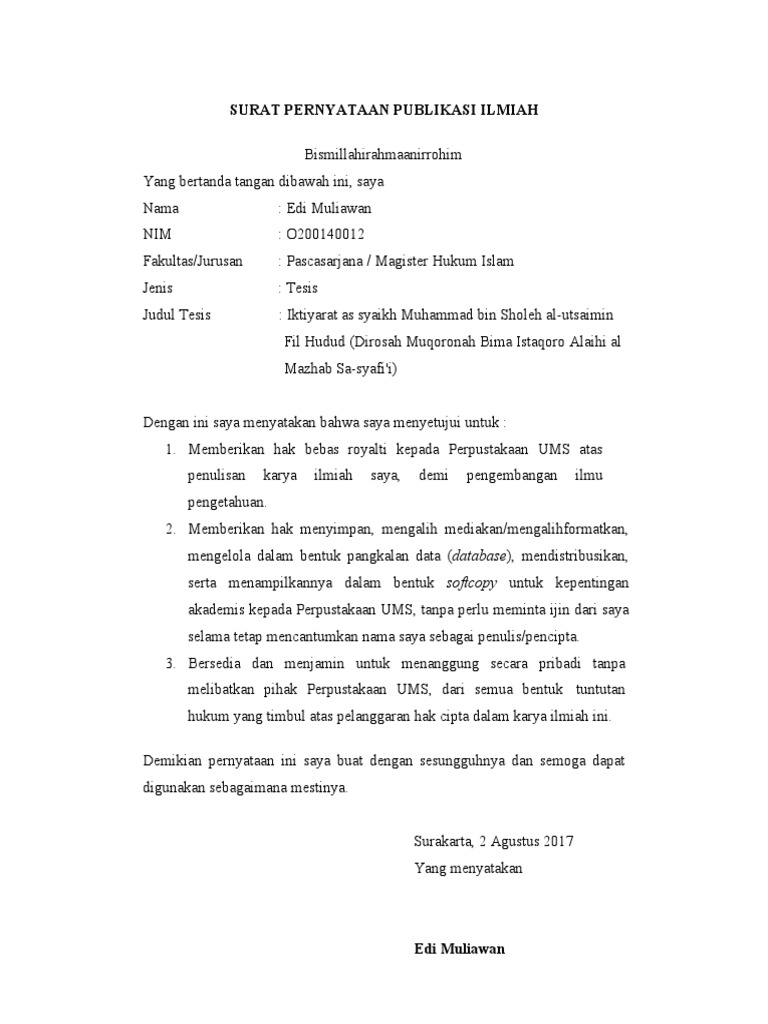 Surat Pernyataan Terbaru 18 9 18 | PDF
