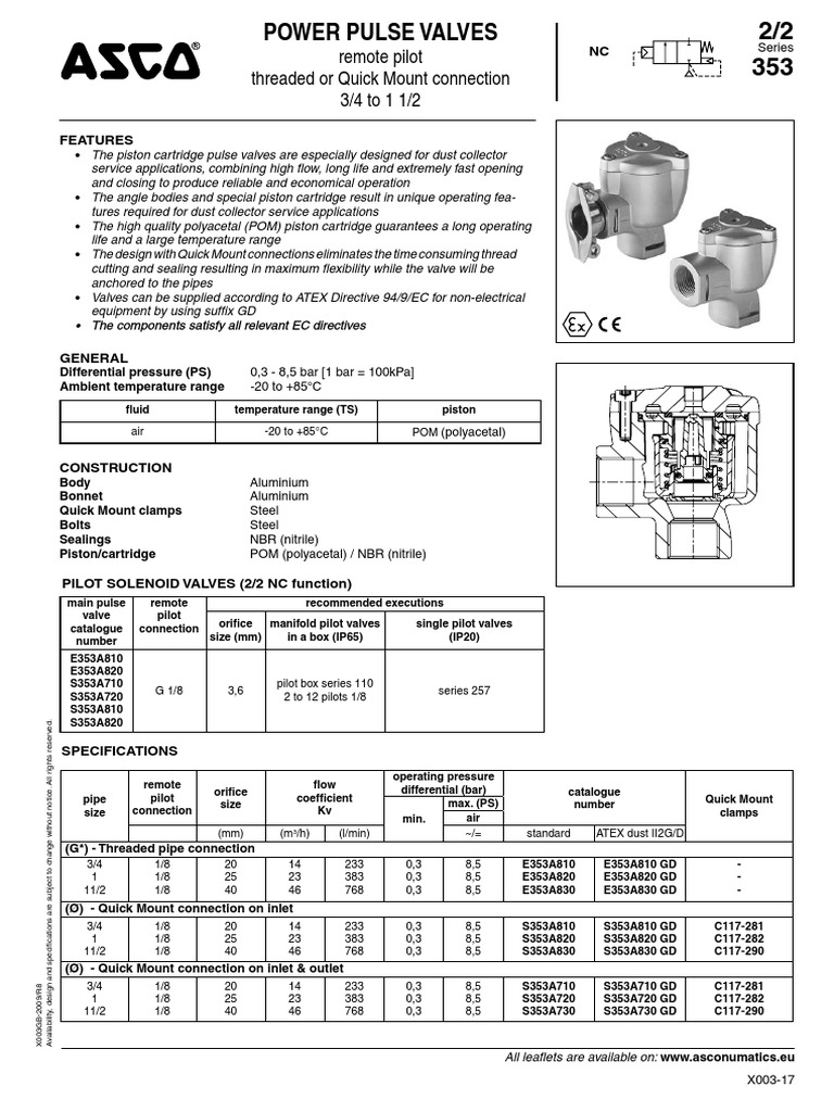 Power Pulse Valves S353A720+730+ | PDF | Valve | Pipe (Fluid Conveyance)