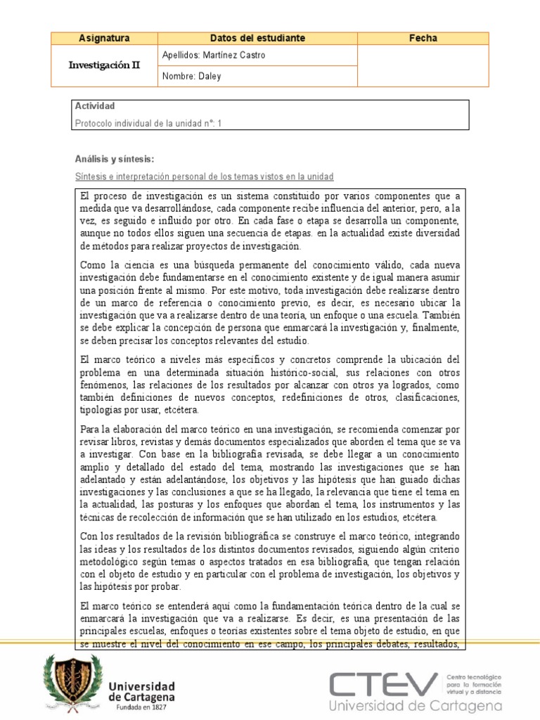 Protocolo Individual 1 (Investigacion II) | PDF | Teoría | Conocimiento
