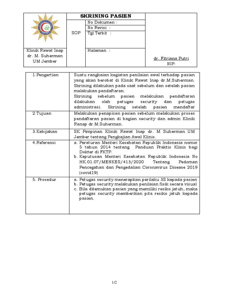 Skrining Pasien | PDF | Sains & Matematika