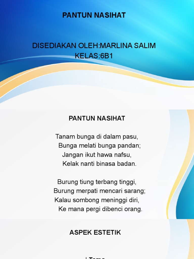 Pembentangan KMK Pantun Nasihat | PDF
