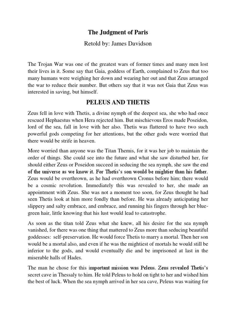 WEEK 2 The Judgment of Paris | PDF | Zeus | Athena