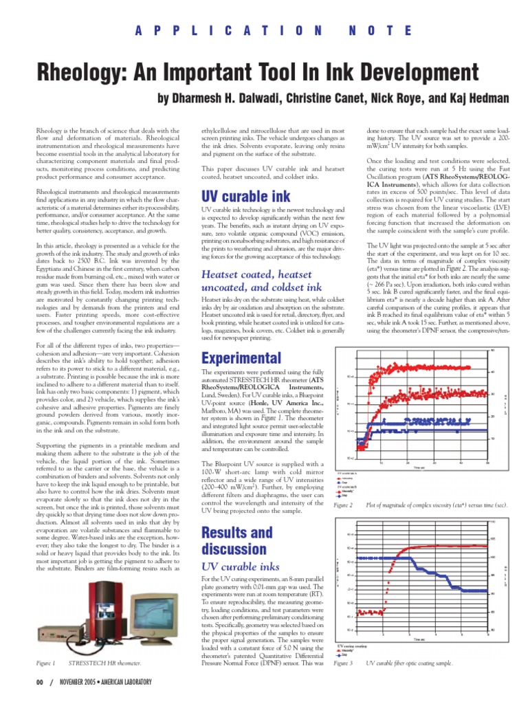 Rheology - An Important Tool in Ink Development | PDF | Rheology ...