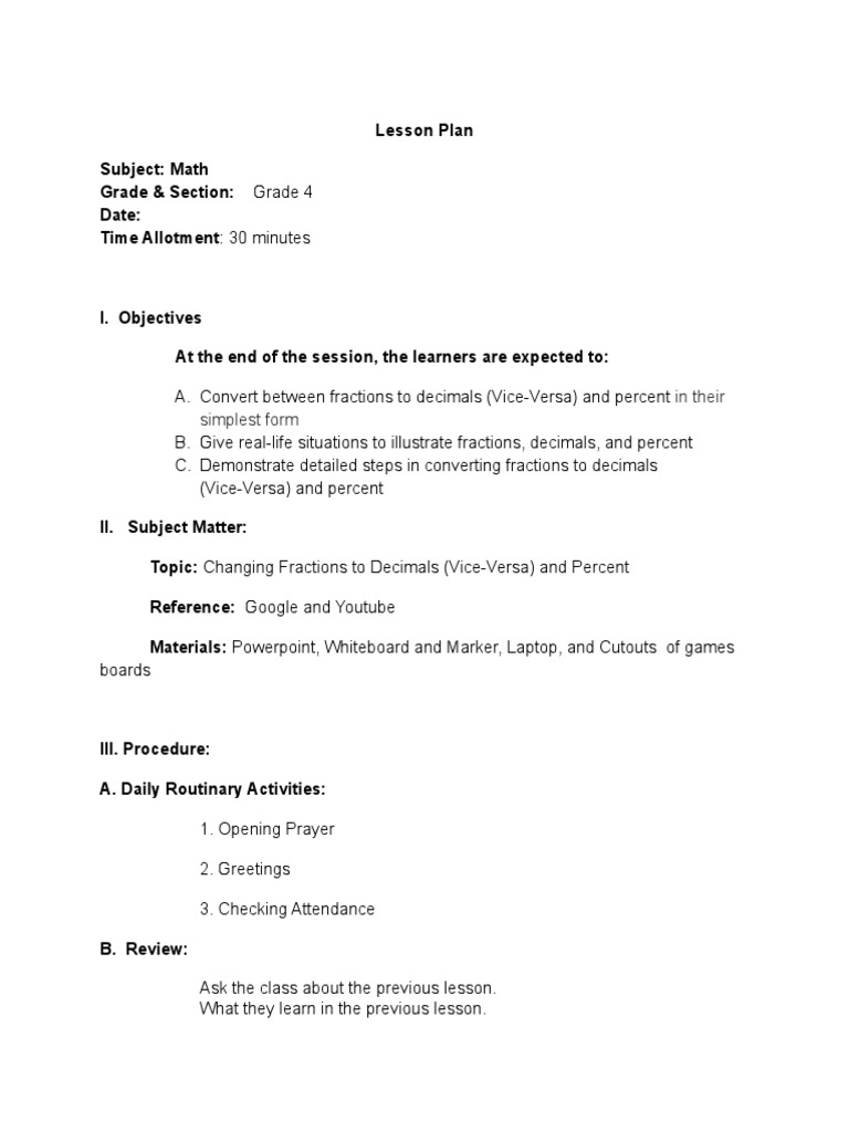 Converting Fractions, Decimals, and Percent | PDF | Pedagogy ...