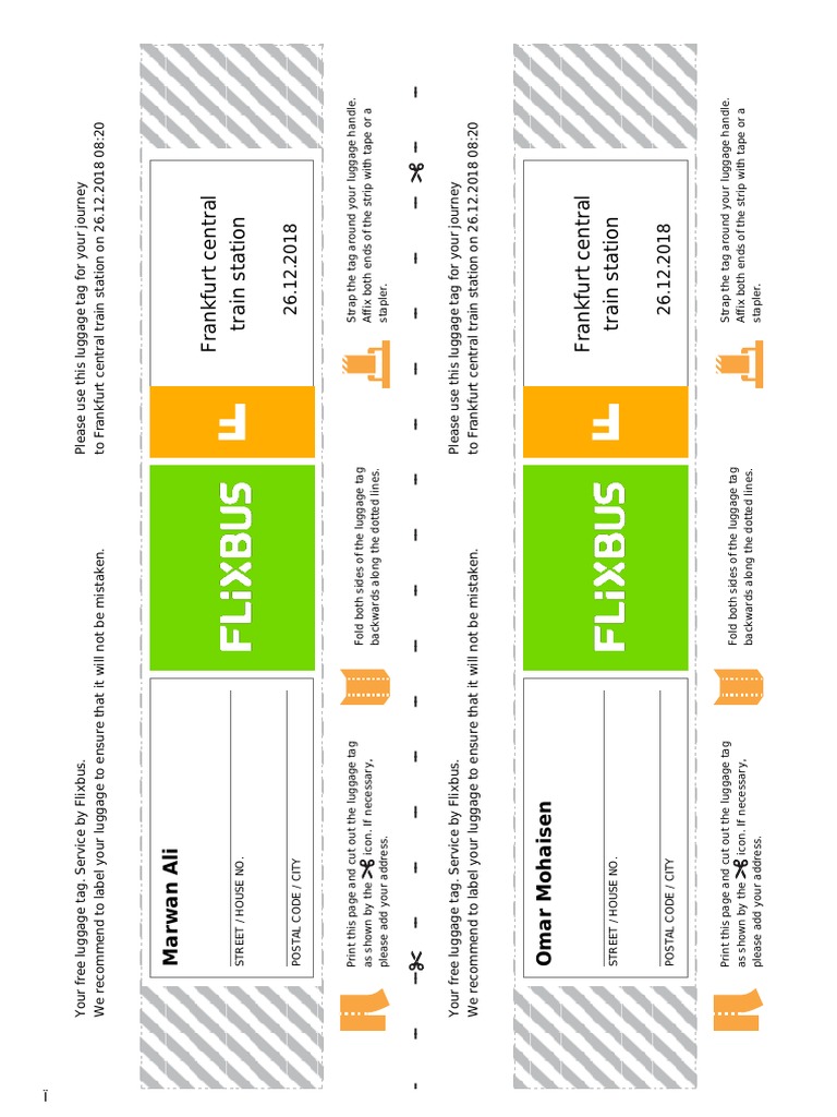 FLIX Luggage Tags 1020130627 | PDF | Written Communication