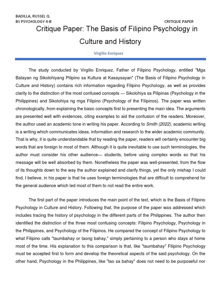 Filipino Psychology Critique | PDF | Science | Cognition