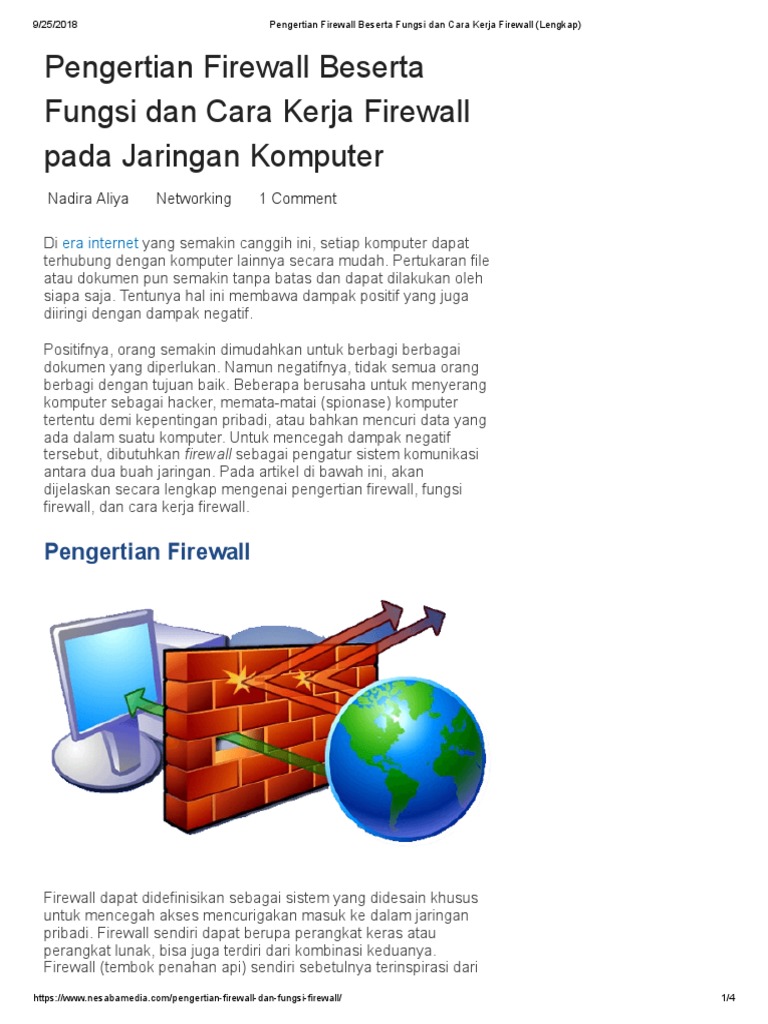 Pengertian Firewall Beserta Fungsi Dan Cara Kerja Firewall (Lengkap) | PDF Pengertian Firewall Beserta Fungsi Dan Cara Kerja Firewall (Lengkap) | PDF