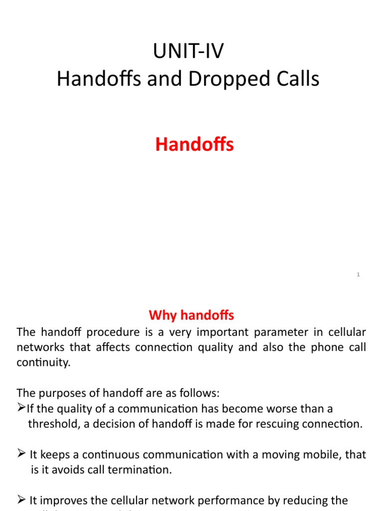 UNIT IV Handoffs | PDF | Cellular Network | Electronics UNIT IV Handoffs | PDF | Cellular Network | Electronics