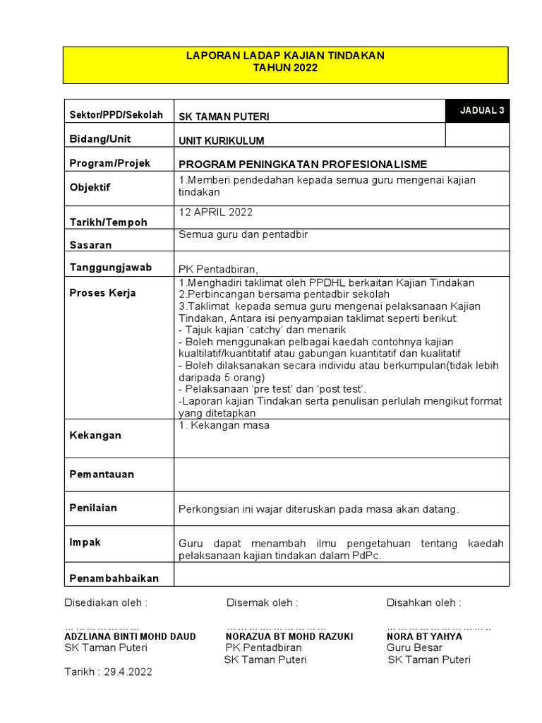 Laporan Ladap Kajian Tindakan | PDF