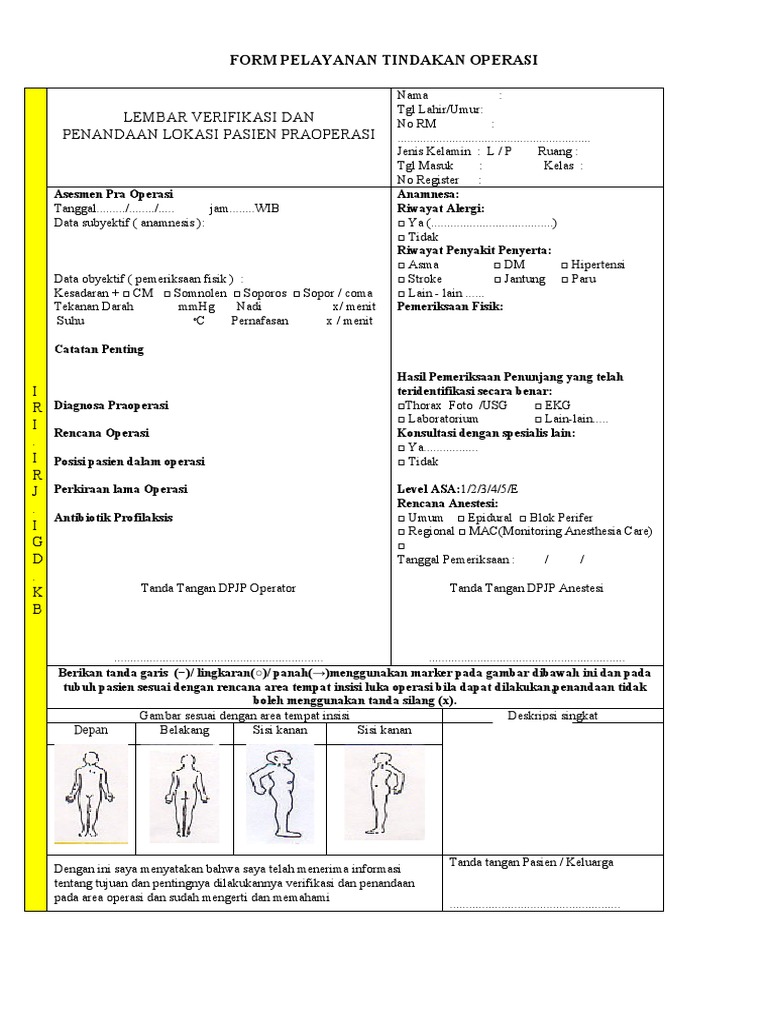 Form Verifikasi Pra Operasi | PDF