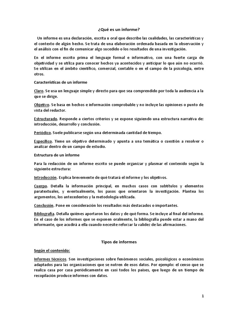 Qué es un informe | PDF | Información | Sicología