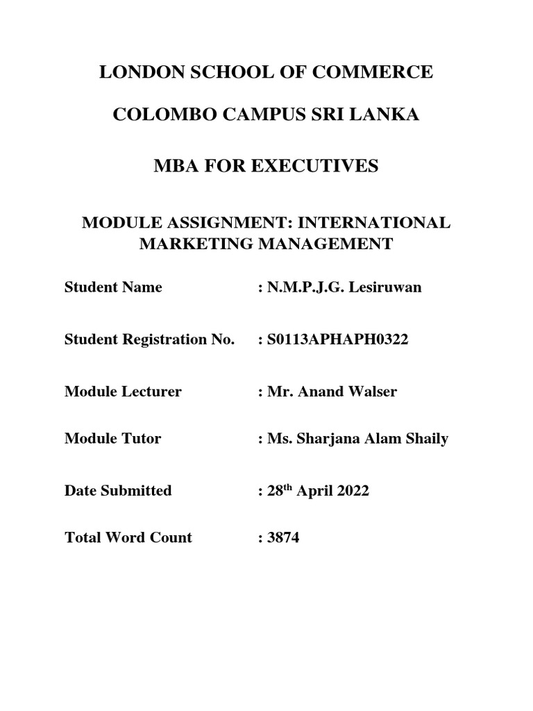 Mbae1, Uos Imm Assignment N.M.P.J.G Lesiruwan | PDF | Advertising | Morocco