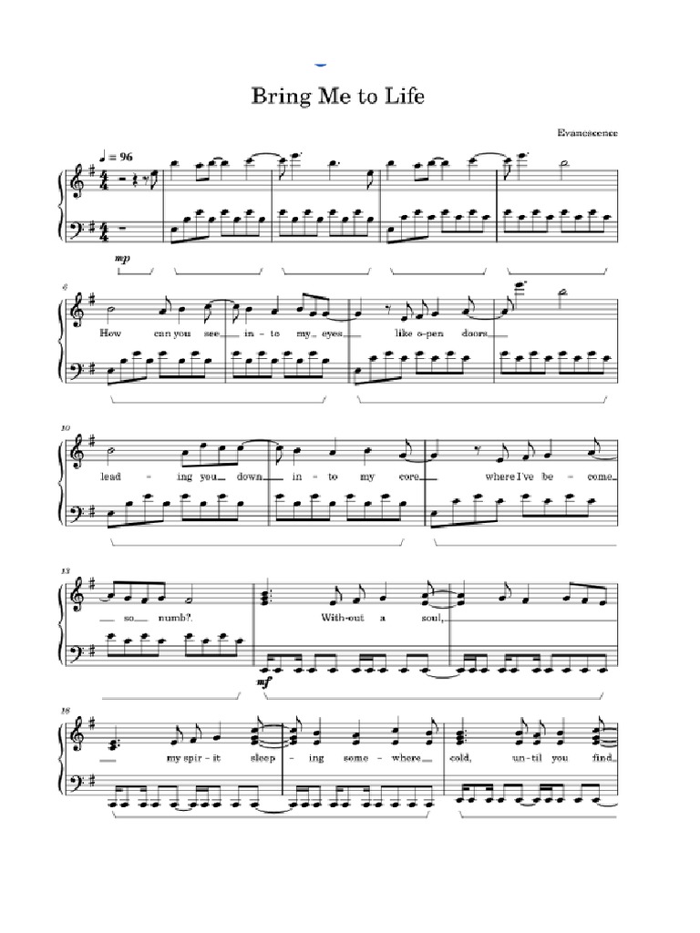 Bring Me To Life Piano | PDF