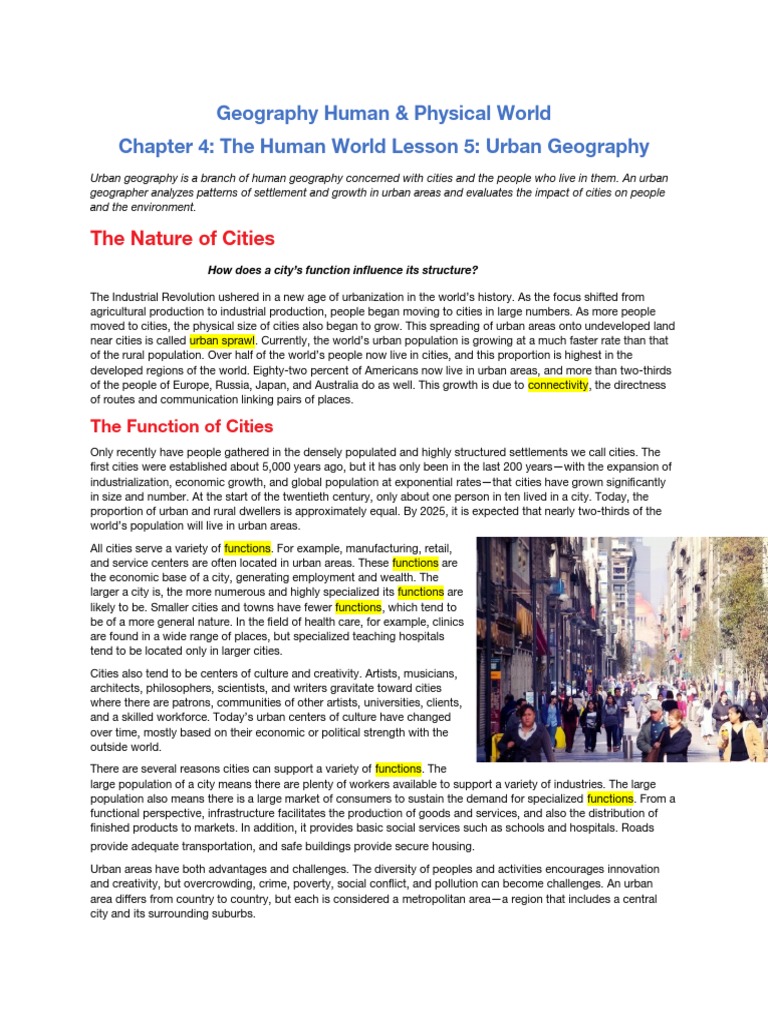 HPWC4, L5 Urban Geography | PDF | Urbanization | Economies