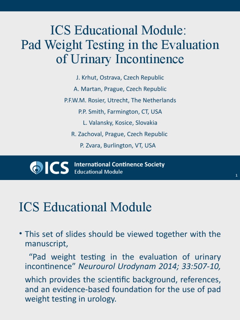 Pad Weight Testing in The Evaluation of Urinary Incontinence | PDF ...