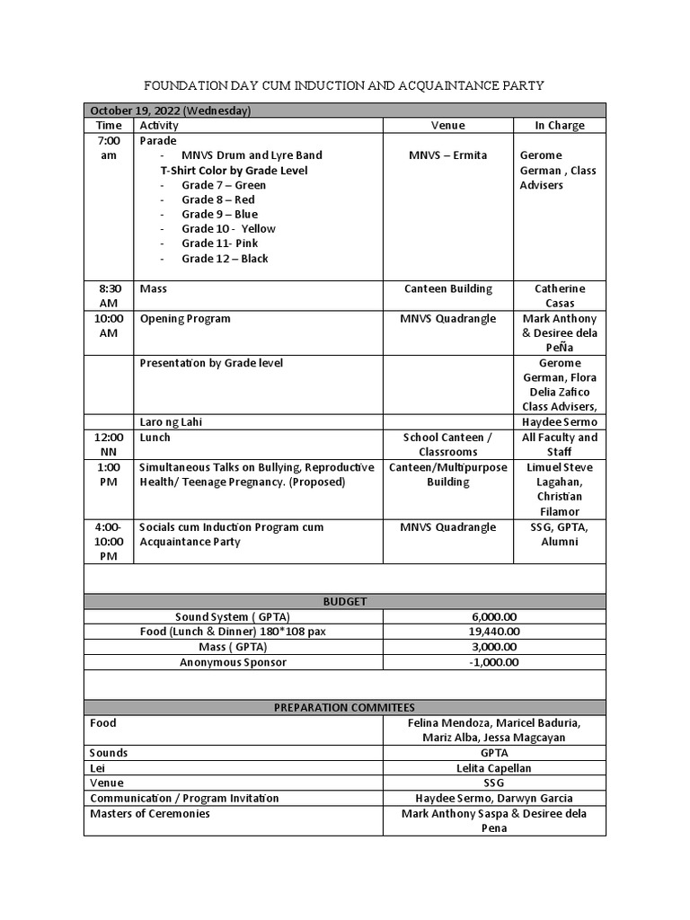 Foundation Day 2022 Activities Pdf