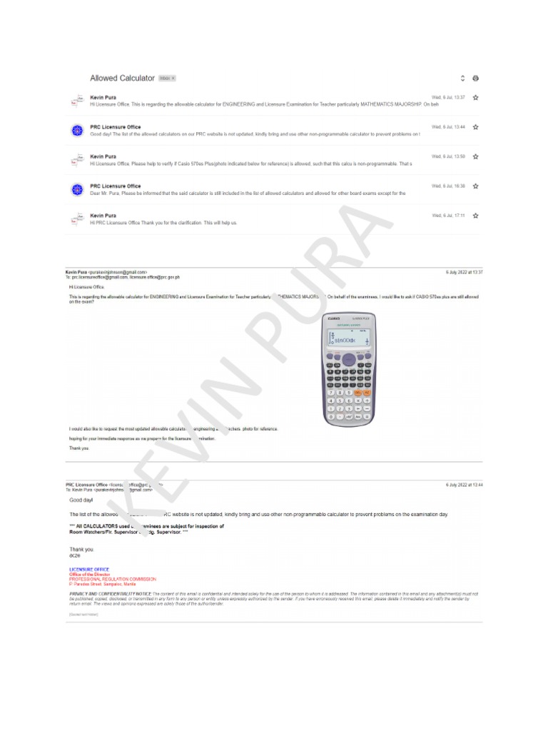 Casio FX570es Is ALLOWED As Per PRC Licensure Office | PDF